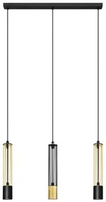 LED Lustr na lanku BARS 3xGU10/4,8W/230V černá/zlatá