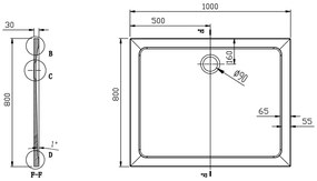 Aqualine, TECMI sprchová vanička z litého mramoru 100x80x3 cm, PQ10080