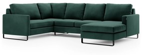 Prodloužená rohová sedačka do obývacího pokoje Industrial 330 cm Láhvově zelená MANTUA