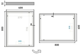 NIMCO ZP 13002VX - LED Koupelnové podsvícené zrcadlo 3000-6500K 80x60 cm IP44