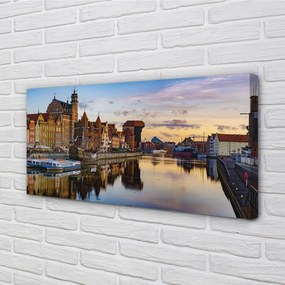 Obrazy na plátně Port of Gdańsk řeky svítání 125x50 cm