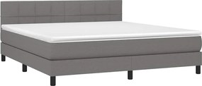 Box spring postel s matrací a LED tmavě šedá 180x200 cm textil 3133174
