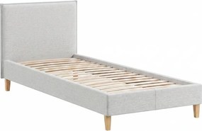 Světle šedá čalouněná jednolůžková postel s roštem 90x200 cm Tina – Ropez