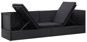 vidaXL Zahradní postel s poduškou a polštářem polyratan černá