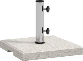 Základna slunečníku Outsunny 25 kg pro tyče s Ø32mm, Ø38mm a Ø48mm, žula a nerezová ocel, základna slunečníku se bočními knoflíky a rukojeťmi, 38x38x3