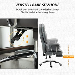 Kancelářská židle HOMCOM s funkcí polohování, ergonomická kancelářská židle, výškově nastavitelná otočná židle s podnožkou, čalouněná, max. nosnost 1…