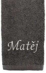 Malý šedý ručník s vlastním textem 30 x 50 cm
