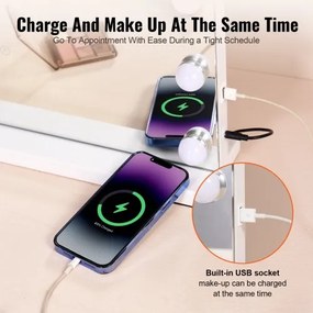 Hollywoodské toaletní zrcadlo se světly s USB stolním držákem na stěnu 57,9 × 46 cm