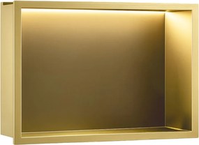 Rea Rea, LED polička na zapuštění 45x30x10 cm, 12W, 3000K, zlatá matná, REA-08545