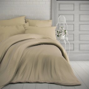 Saténové povlečení s proužkem CAPPUCCINO - 1x 200/200, 2x 70/90cm