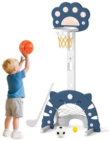 Dětský basketbalový koš 3v1 s nastavitelnou výškou, modrý UY10177BL