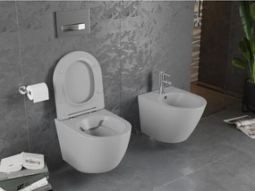 Mexen Lena wc mísa Rimless se sedátkem s tichým zavíráním slim, duroplast, světle šedá mat - 30224061