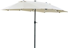 Sluneční slunečník Outsunny s LED dvojitým slunečníkem 440 x 256 cm Zahradní slunečník Velký slunečník s ručním kličkou Oválný kovový krémově bílý | A