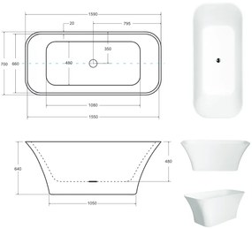 NIKIDO - B Volně stojící vana ASSOS 160x70
