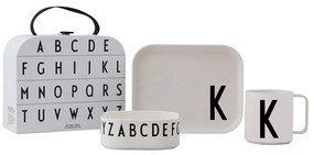 3dílný dětský jídelní set s kufříkem Design Letters Classics K