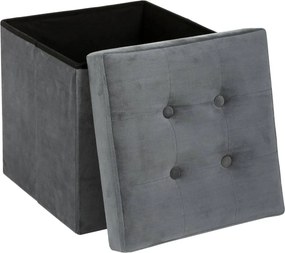 Skládací pouf s úložným prostorem, opěrka nohou, kontejner s víkem - 2 v 1, šedá barva