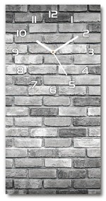 Wallmuralia Nástěnné skleněné hodiny Zděná zeď 30x60 cm