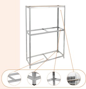 Regál na pneumatiky TYRE, 120x40x180cm, max. 795kg, stříbrná/světle hnědá Jurhan