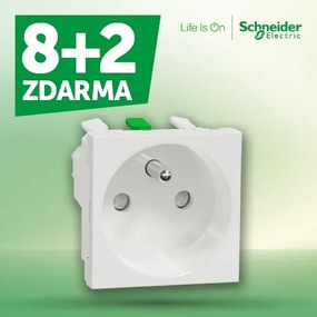 Schneider Electric Nová Unica zásuvka bezšroubová bílá NU305918E AKCE 8+2
