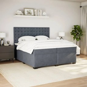 Box spring postel s matrací tmavě šedá 200x200 cm samet 3293315