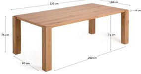 Jídelní stůl v dekoru dubu v přírodní barvě 110x220 cm Deyanira – Kave Home