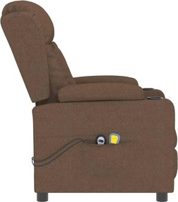 Elektrické masážní křeslo hnědé textil 3098793