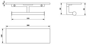 SAPHO Ska425 Ska dvojitý držák toaletního papíru s poličkou 30 x 8 x 10 cm, černá mat/dub