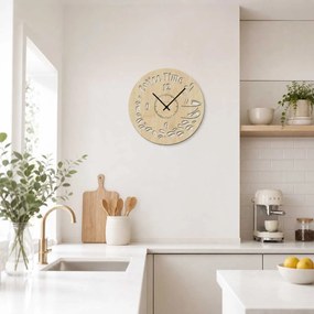 dřevo života Nástěnné hodiny COFFEE TIME Zvolte barvu dekoru: Bílá, Velikost hodin: 35x35