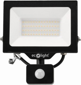 ECOLIGHT LED reflektor 50W 2v1 - studená bílá + čidlo pohybu