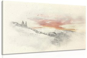Obraz západ slunce nad zasněženými horami Varianta: 120x80