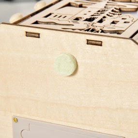 HOMCOM Adventní kalendář, box na adventní kalendář, vánoční dekorace, LED světla, 24 zásuvek, přírodní
