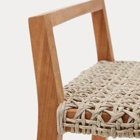 Teaková zahradní barová židle Kave Home Giverola 67,5 cm s výpletem