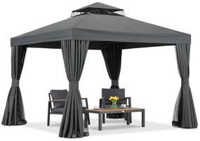 Zahradní pavilon s moskytiérou a závěsy Valencia 3x3 antracit Garden Point