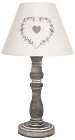 Šedá stolní lampička se srdíčkem Shabby - Ø 23*40 cm E27/max 1*40W