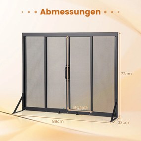 Costway Krbová zástěna s posuvnými dvířky Volně stojící ohniště – 89 × 72 cm