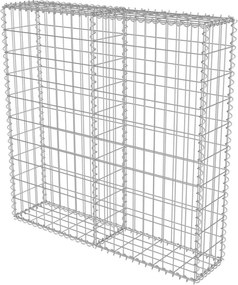 Gabionová zeď s kryty z pozinkované oceli 100 x 20 x 100 cm 143578