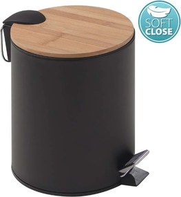 Sapho Gedy Bamboom - Odpadkový koš Kenta 5 l, Soft Close, matná černá/bambus 1409