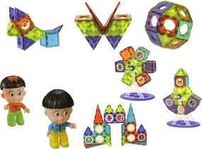 LEAN Toys Magnetické stavebnice 3D stavby – Ruské kolo a kolotoč, 71 dílů