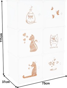 Dětská modulární skříňka, bílá/dětský vzor, DINOS