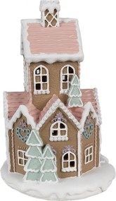 Hnědá svítící perníková chaloupka Gingerbread House - Ø 14*22 cm / 3*AAA