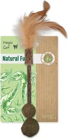 Magic Cat Hračka - Natural Fun dřívko s přírodními pírky a zelenými ko