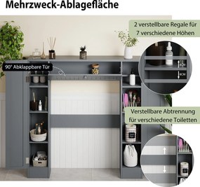 Costway Police nad WC Samostatně stojící koupelnová skříňka s nastavitelnými
