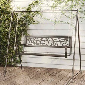 Zahradní houpací lavice 125 cm ocel a plast černá 317143