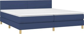 Box spring postel s matrací a LED modrá 200x200 cm textil 3133587