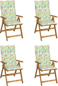 vidaXL Zahradní polohovací židle s poduškami 4 ks masivní akácie [3065354] Barva: Vzor šedá kostka