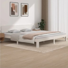 Rám postele bílý masivní dřevo borovice 200 x 200 cm