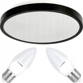 LED stropní svítidlo 2xE27 IP20 LARI-R ČERNÉ + 2x E27 10W teple bílá svíčka