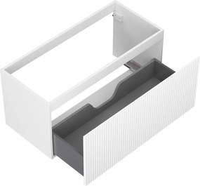 Mexen Rivel, koupelnová skříňka 100 cm, 1 zásuvka, drážkovaná, bílá matná, 91A20-10047-1-BF01