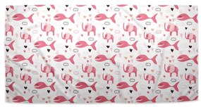 Sablio Ručník Růžové rybky a sloni - 70x140 cm
