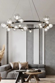 Toolight - závěsné svítidlo skleněné koule 15xG9 40W APP906-15CP, černá, OSW-04034